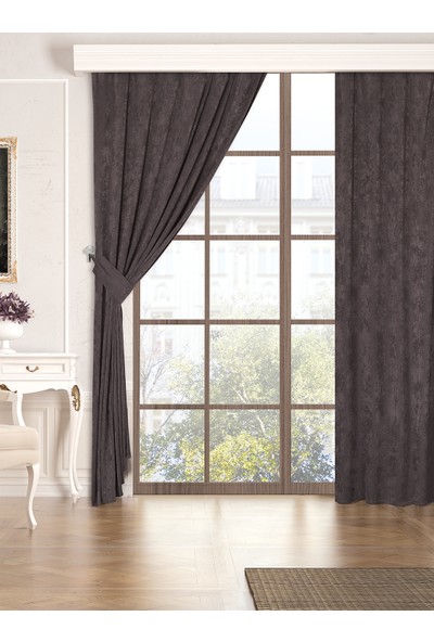 Belnido Home Koyu Gri Hazır New Soft Fon Perde 100X270 Tek Kanat