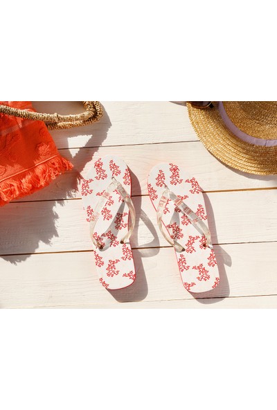 English Home Coral Parmak Arası Plaj Terlığı 37 Mercan