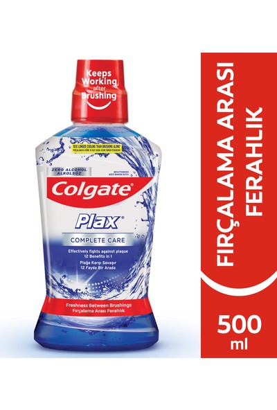 Colgate Plax Complete Care 12 Fayda 1 Arada Alkolsüz Ağız Bakım Suyu 500 ml Colgate Plax Complete Care 12 Fayda 1 Arada Alkolsüz Ağız Bakım Suyu 500 ml