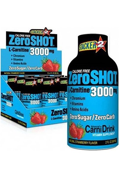 Zero Shot 60 ml 3000 mg L-Carnitine 12 Adet Çilek Aromalı Zero Shot 60 ml 3000 mg L-Carnitine 12 Adet Çilek Aromalı