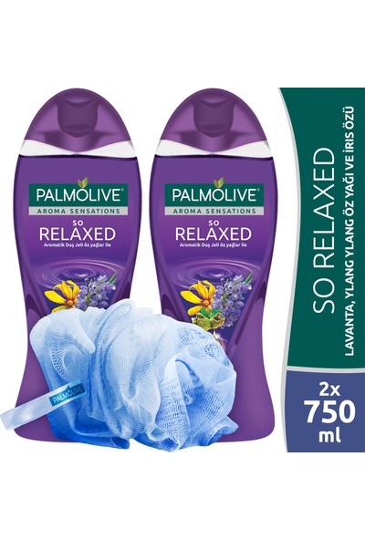 Palmolive Aroma Sensations So Relaxed Aromatik Banyo ve Duş Jeli 750 ml x 2 Adet + Duş Lifi Hediye Palmolive Aroma Sensations So Relaxed Aromatik Banyo ve Duş Jeli 750 ml x 2 Adet + Duş Lifi Hediye