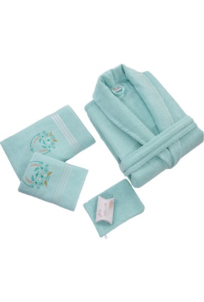 Nurpak Biflores Tek Kişilik Bornoz Seti Pamuk, 5 Parça