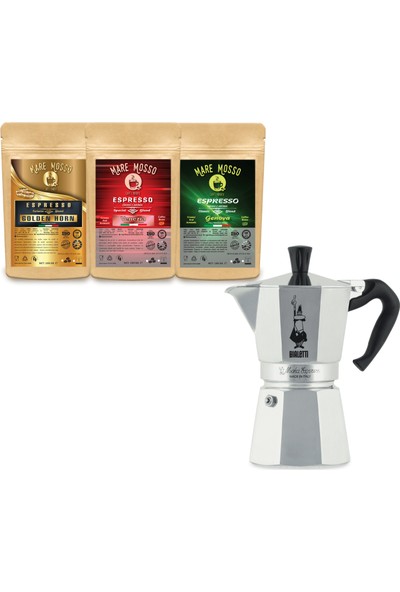 Bıalettı Moka Pot Express 4 Cup Metalik + 100 gr + 3 Paket Espresso Kahve Bıalettı Moka Pot Express 4 Cup Metalik + 100 gr + 3 Paket Espresso Kahve
