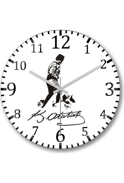 Baskı Dükkanı Atatürk Duvar Saati Bombeli Gerçek Cam Baskı Dükkanı Atatürk Duvar Saati Bombeli Gerçek Cam