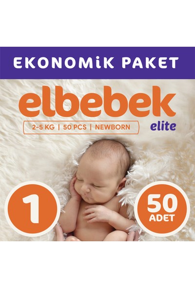 Elbebek Elite Bebek Bezi 1 Numara Yenidoğan 50 Adet Elbebek Elite Bebek Bezi 1 Numara Yenidoğan 50 Adet
