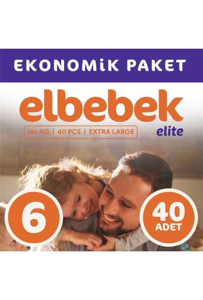 Elbebek Elite Bebek Bezi 6 Numara X Large 40 Adet Elbebek Elite Bebek Bezi 6 Numara X Large 40 Adet