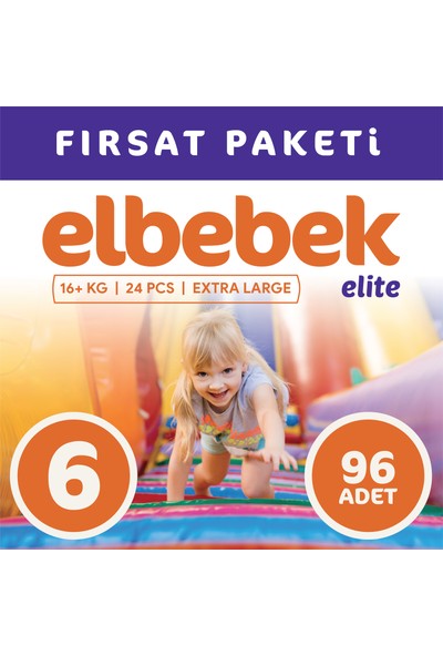 Elbebek Elite Bebek Bezi 6 Numara X Large 96 Adet Elbebek Elite Bebek Bezi 6 Numara X Large 96 Adet