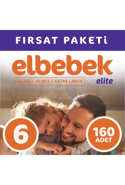 Elbebek Elite Bebek Bezi 6 Numara X Large 160 Adet Elbebek Elite Bebek Bezi 6 Numara X Large 160 Adet