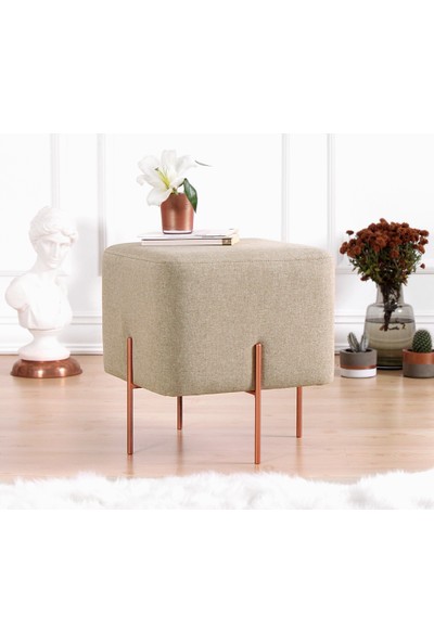 Lorence Home Copper Puf Kare Kahve Lorence Home Copper Puf Kare Kahve