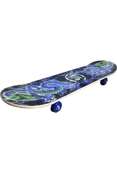 Pasifik 78 cm - Büyük Boy - Renkli Silikonlu Tekerlekli Ejderha Figürlü Kaykay