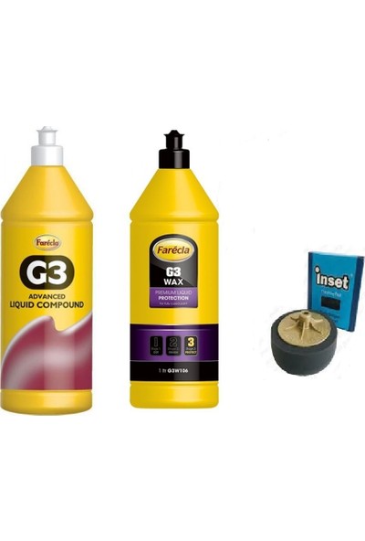 Farecla G3 Pasta 1lt + G3 Wax Cila 1 lt + Inset Pasta Cila Süngeri
