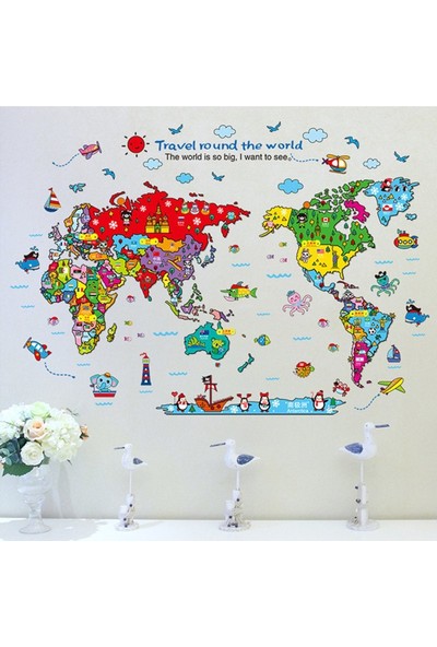 Crystal Kids Renkli Dünya Çocuk Haritası Atlas Bebek Odası Duvar Süsü Sticker Crystal Kids Renkli Dünya Çocuk Haritası Atlas Bebek Odası Duvar Süsü Sticker