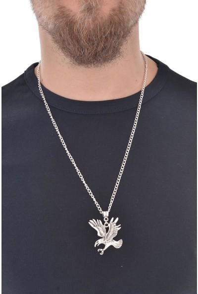 Labalaba Erkek Antik Gümüş Kaplama Kartal Simge Uçlu Kolye Labalaba Erkek Antik Gümüş Kaplama Kartal Simge Uçlu Kolye