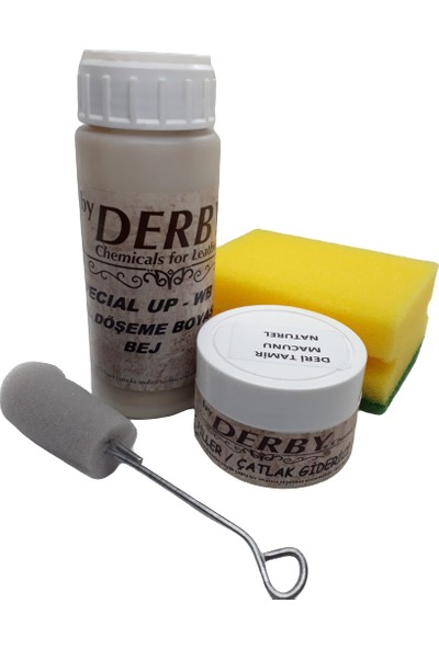 Derby Bej Oto Döşeme Boyası ve Natural Deri Tamir Macunu Derby Bej Oto Döşeme Boyası ve Natural Deri Tamir Macunu