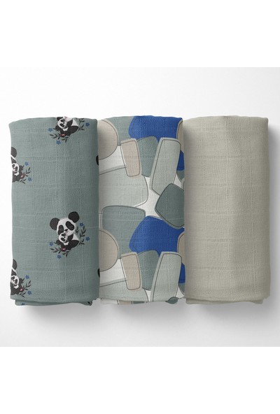 Poema & Rosa 3'lü Kutu Müslin Örtü 110 cm x 80 cm - Hug Panda Yeşil Poema & Rosa 3'lü Kutu Müslin Örtü 110 cm x 80 cm - Hug Panda Yeşil