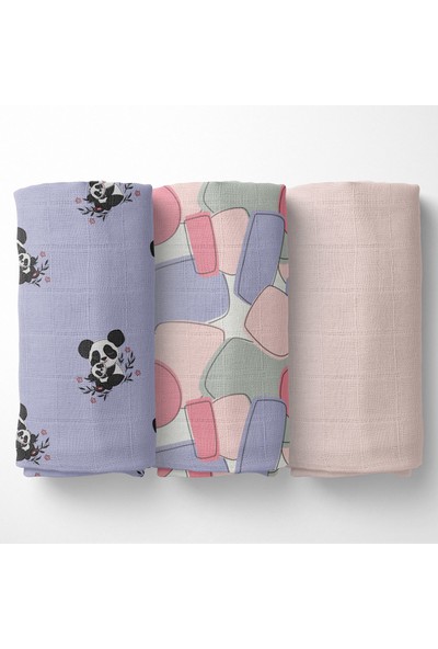 Poema & Rosa 3'lü Kutu Müslin Örtü 110 cm x 80 cm - Hug Panda Mor Poema & Rosa 3'lü Kutu Müslin Örtü 110 cm x 80 cm - Hug Panda Mor