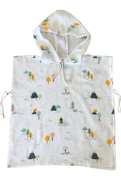 Mutlu Gün Marketi Bizim Köy Figürlü Müslin Panço Mutlu Gün Marketi Bizim Köy Figürlü Müslin Panço