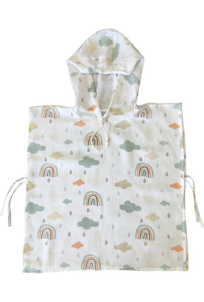 Mutlu Gün Marketi Gökkuşağı Figürlü Müslin Panço Mutlu Gün Marketi Gökkuşağı Figürlü Müslin Panço