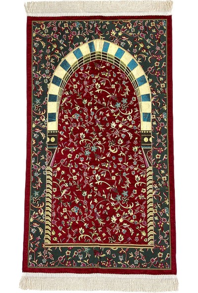 Zemzem Hac Arabic Şönil Seccade Kırmızı 01