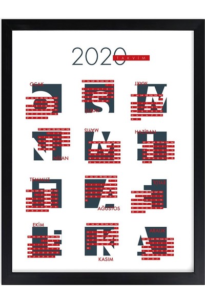 Bi'aldım Çerçeveli Duvar Takvimi 2020
