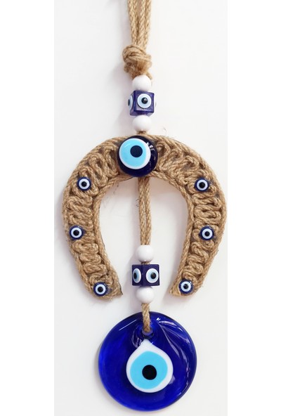 Mixperi Hasır Örgülü At Nalı Şekilli Cam Nazar Boncuğu Duvar ve Kapı Süsü Mixperi Hasır Örgülü At Nalı Şekilli Cam Nazar Boncuğu Duvar ve Kapı Süsü