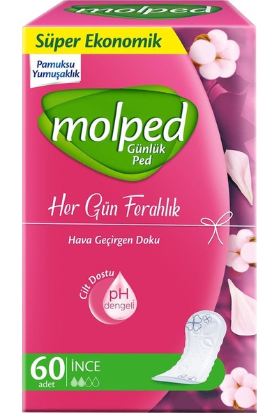 Molped Her Gün Ferahlık Günlük Ped 60'Lı Molped Her Gün Ferahlık Günlük Ped 60'Lı