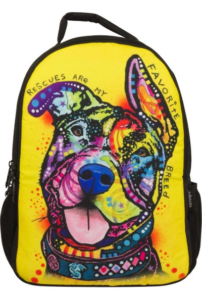 Cennec 102 Köpek Baskılı Sarı Renkli Sırt Çantası