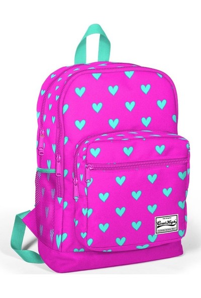 Coral High Kız Çocuk İlkokul Çantası Kalp Desenli Dört Bölmeli Pembe - Yeşil Coral High Kız Çocuk İlkokul Çantası Kalp Desenli Dört Bölmeli Pembe - Yeşil