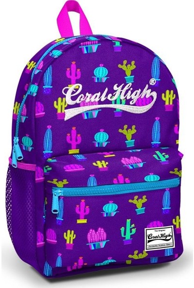 Coral High Kaktüs Anaokulu ve Günlük Sırt Çantası 4 5 Yaş Mor