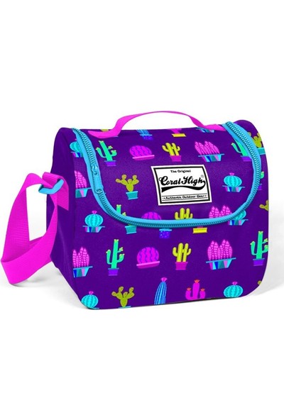 Coral High Kaktüs Desenli Termoslu Beslenme Çantası Kız Çocuk Mor