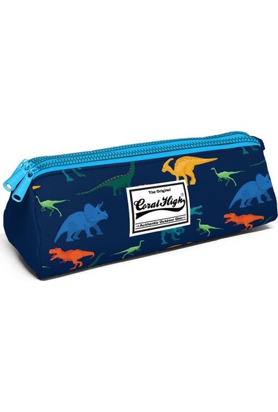 Coral High Üç Gözlü Mavi Dinazor Baskılı Kalem Çantası Erkek Coral High Üç Gözlü Mavi Dinazor Baskılı Kalem Çantası Erkek
