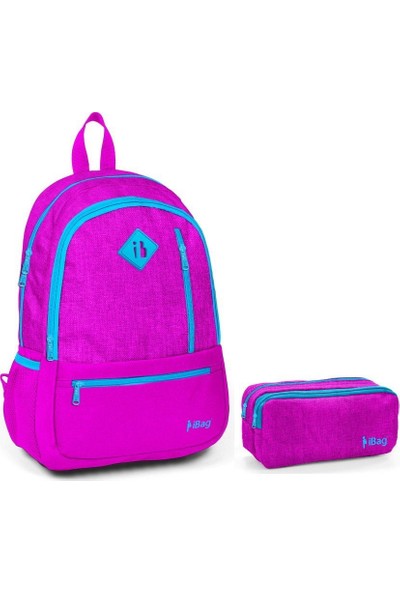 iBag 14342 Kız Çocuk İlkokul Sırt Çantası ve Kalemlik Seti Pembe