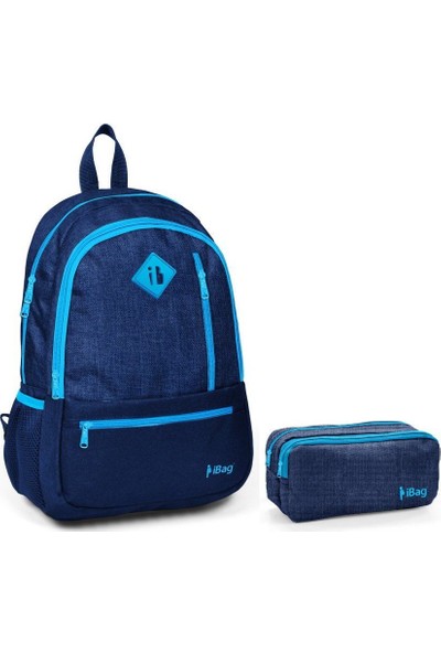 iBag 14344 Erkek Çocuk İlkokul Sırt Çantası ve Kalemlik Seti Lacivert