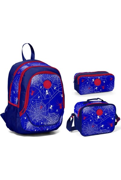 Yaygan Örümcek Desenli Lacivert Erkek Çocuk İlkokul Çanta Seti