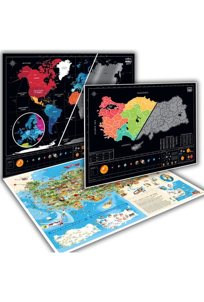Scratch Map Kazınabilir Dünya, Türkiye ve Karikatür Türkiye Haritası Kutulu Harita Seti Yeni Versiyon Xl 3'lü Scratch Map Kazınabilir Dünya, Türkiye ve Karikatür Türkiye Haritası Kutulu Harita Seti Yeni Versiyon Xl 3'lü