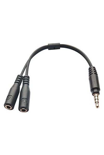 Hytech HY-X77 Siyah Audio + Mic To 3,5mm 0.15M Kulaklık Çevirici