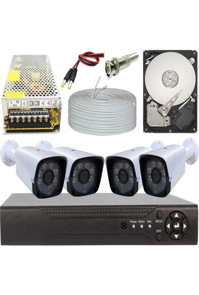 Elitcam Ahd Süper 4 Kameralı Set 1080P Full Hd Kare Kasa Elitcam Ahd Süper 4 Kameralı Set 1080P Full Hd Kare Kasa