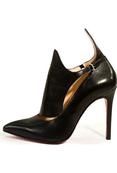 Flower Deri Klasik Topuklu Ayakkabı