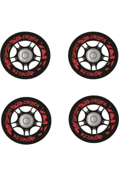 Delta 64 mm Silikonlu Rulmanlı 4 Adet Paten Tekerleği Seti Delta 64 mm Silikonlu Rulmanlı 4 Adet Paten Tekerleği Seti