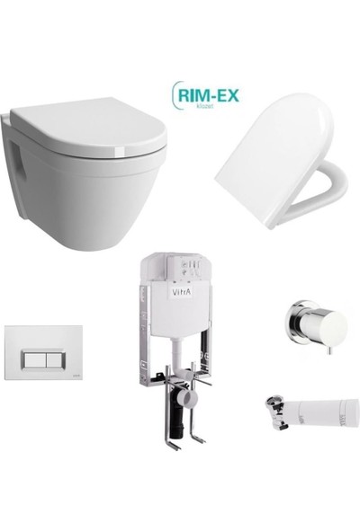 Vitra S50 Rimex (Kanalsız) Asma Klozet + Soft Kapak + Gömme Rezervuar Set Vitra S50 Rimex (Kanalsız) Asma Klozet + Soft Kapak + Gömme Rezervuar Set