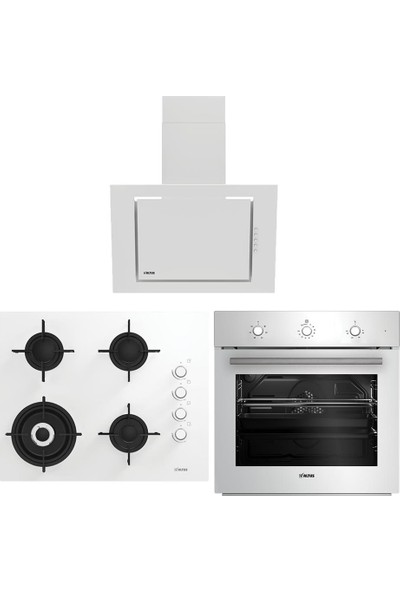 Altus Üçlü Beyaz Ankastre Set Ala 133 W Fırın 185 Gwd Ocak 530 W Davlumbaz Altus Üçlü Beyaz Ankastre Set Ala 133 W Fırın 185 Gwd Ocak 530 W Davlumbaz