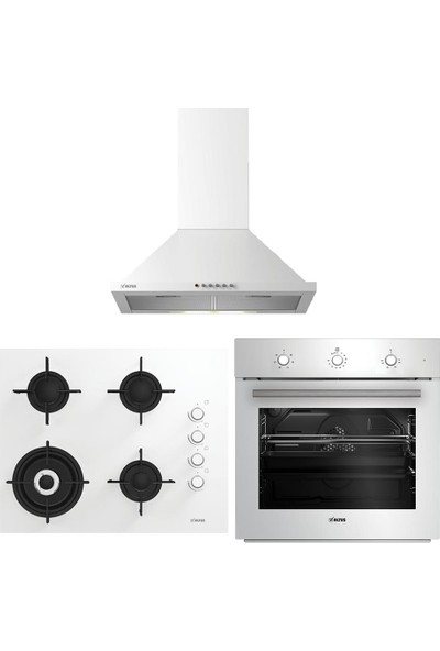 Altus Üçlü Beyaz Ankastre Set Ala 133 W Fırın 185 Gwd Ocak 520 W Davlumbaz Altus Üçlü Beyaz Ankastre Set Ala 133 W Fırın 185 Gwd Ocak 520 W Davlumbaz