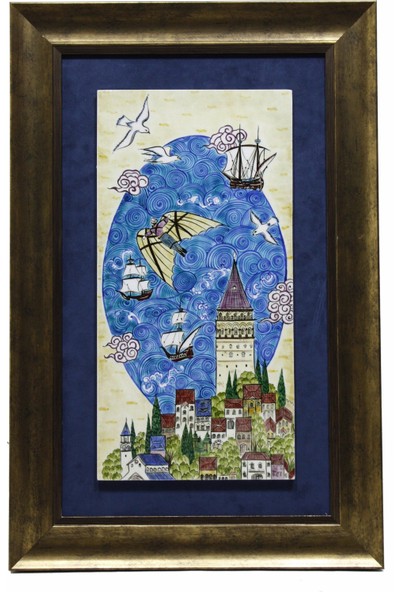 Otantik Çini Hazanfer Çelebi Galata Minyatürü Çini Tablo Otantik Çini Hazanfer Çelebi Galata Minyatürü Çini Tablo