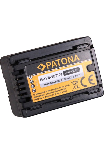 Patona Panasonic Kameralar İçin VW-VBT190 Batarya Patona Panasonic Kameralar İçin VW-VBT190 Batarya