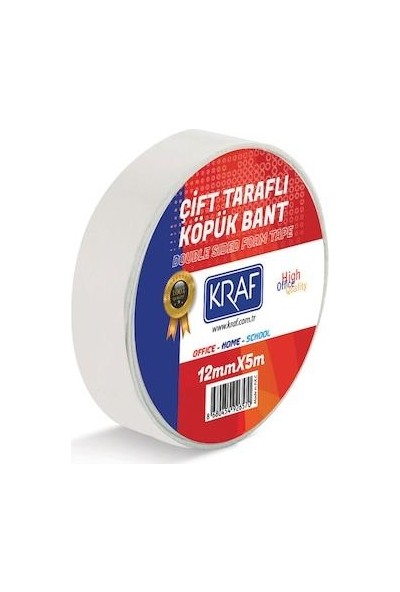 Kraf 5012G Çift Taraflı Köpük Bant 12 mm x 5 mt