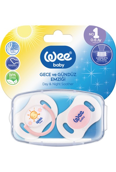 Wee Baby 2'li Gece Gündüz Emzik No:1 + Saklama Kabı - Pembe Wee Baby 2'li Gece Gündüz Emzik No:1 + Saklama Kabı - Pembe