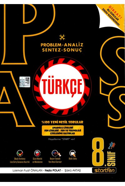 Startfen Yayınları Pass 8. Sınıf Türkçe Yeni Nesil Soru Bankası Startfen Yayınları Pass 8. Sınıf Türkçe Yeni Nesil Soru Bankası