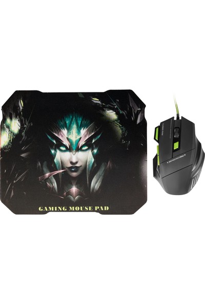 MF Product Strike 0119 Kablolu Rgb Gaming Mouse + Mouse Pad Yeşil