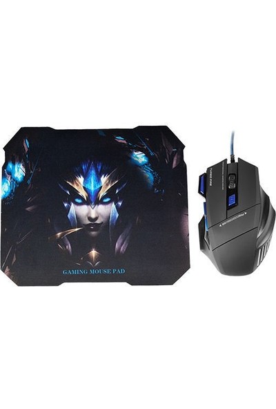 MF Product Strike 0119 Kablolu Rgb Gaming Mouse + Mouse Pad Mavi