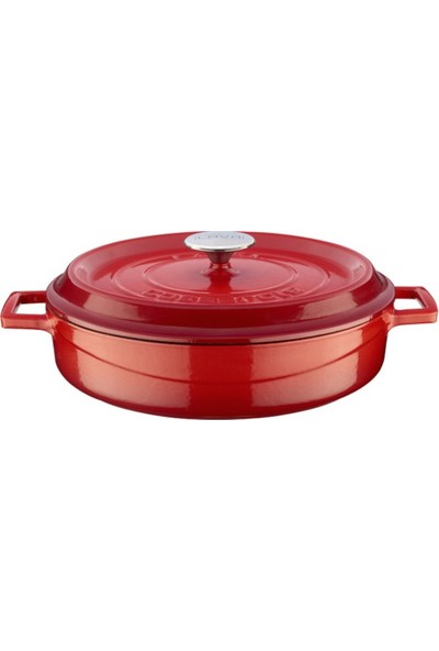 Lava Döküm Çok Amaçlı Yayvan Tencere 24 cm Kırmızı - Lv Y St 24 K2